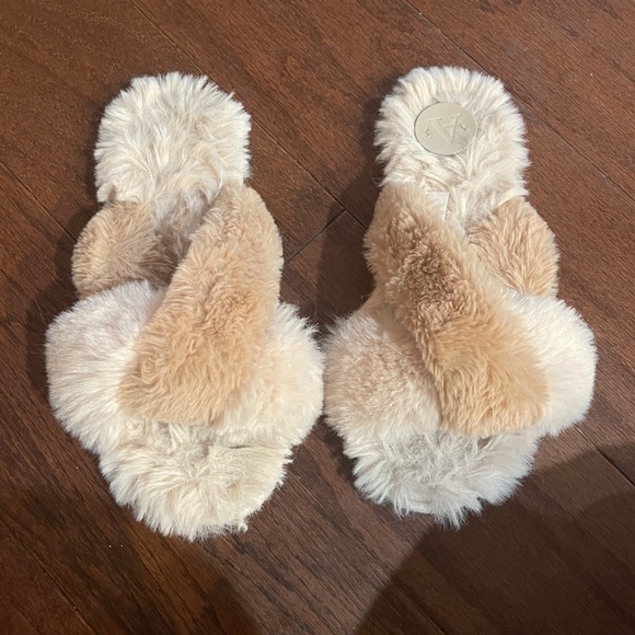 Abound | Shoes | Abound Women Plush Criss Cross Soft Cream Colored Slip ...